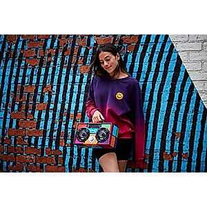 Wireless Express - Mini Boombox with LED Speakers – Retro Bluetooth Speaker w/Enhanced FM Radio - Perfect for Home and Outdoor (Retro)