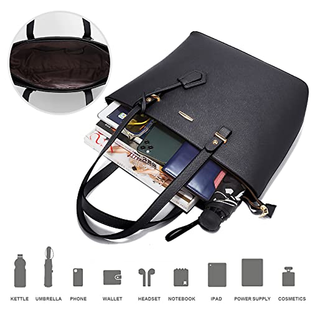 Handbags for Women Large Tote Shoulder Bags Top Handle Satchel Purses Wallet Crossbody Bag set 4pcs