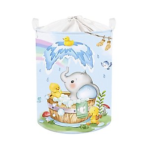 Clastyle 63L Large Shower Elephant Giraffe Kid Laundry Hamper with Handle Bathroom Clothes Pool Beach Towel Nursery Toy Storage Basket with Lid