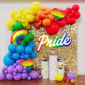 OOPAT DIY Pride Month Balloon Arch kit 157pcs Rainbow Balloons GAY Pride Love is Love LGBTQ Lesbian Rainbow Bridal Shower Wedding Birthday Party Backdrop Decoration (Rainbow)