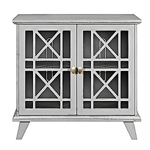 Walker Edison Wood Kitchen Accent Buffet Sideboard Entryway Serving Storage Cabinet with Doors Entryway Kitchen-Dining Room Console Living Room, 32 Inch, Grey