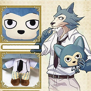 Lopbraa Wolf Plush Blue Wolf Stuffed Plushie Anime Figure Toy Home Table Decor Gift for Kids 12“