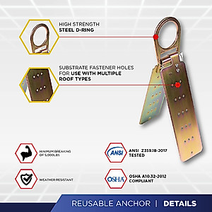 Palmer Safety Harness, 50ft Vertical Rope and Anchor Set I Construction Fall Arrest Kit for Roofers and Construction Workers I OSHA and ANSI Compliant Equipment