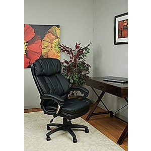 Office Star FL Series Oversized Faux Leather Executive Office Chair with Padded Loop Arms, Adjustable Height, Built-in Lumbar Support, and Tilt Control, Black