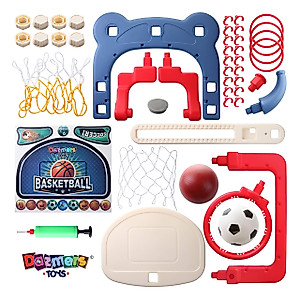Dazmers 3-in-1 Kids Sports Playset - Basketball Hoop, Soccer Goal, and Ring Toss Game - Ideal Indoor and Outdoor Fun for Energetic Kids - Promotes Physical Activity for Toddlers - 18.5 x 6 x 21.75