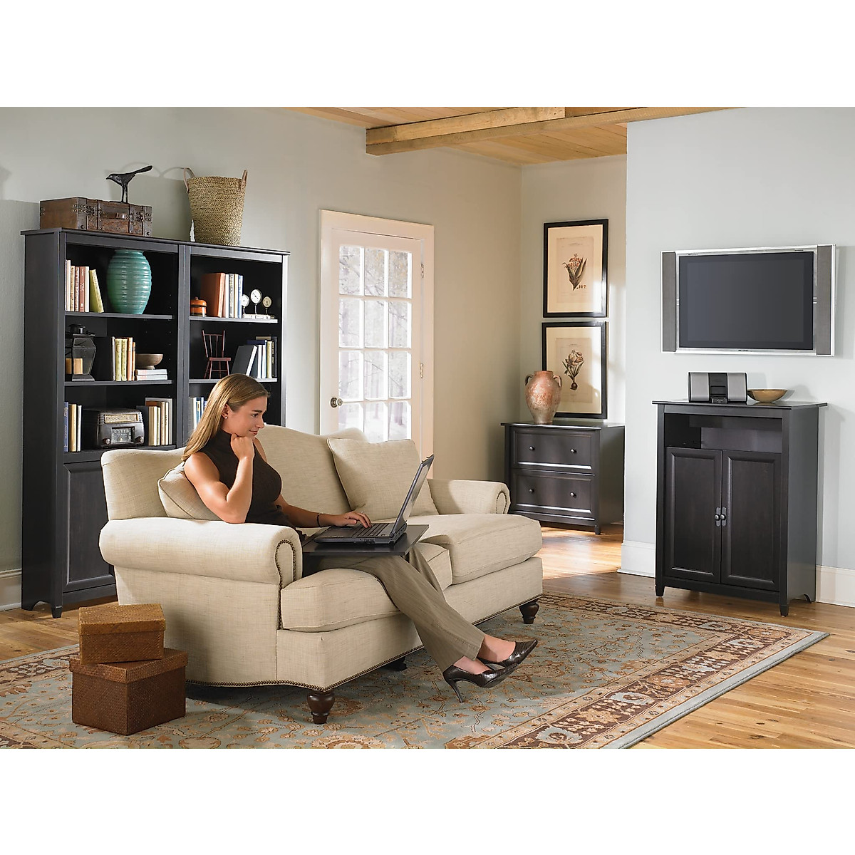 Sauder Edge Water Lateral File, Estate Black finish