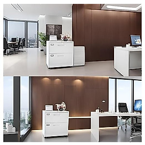 EastSideHX Metal Mobile 2-Drawer Storage Cabinet with Lock and Wheels,Vertical File Cabinet,Filing Cabinet for Home Office (Black)