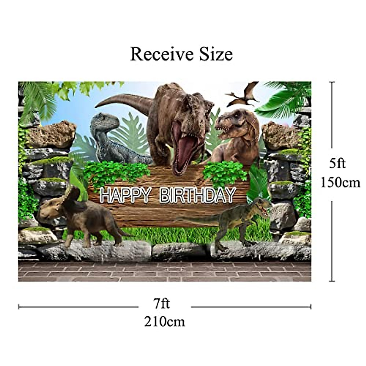 Dinosaur Themed Backdrops Boys Tropical Jungle Happy Birthday Party Photography Background Kids Baby Shower Cake Table Decoration Photo Party Supplies Banner 7X5ft