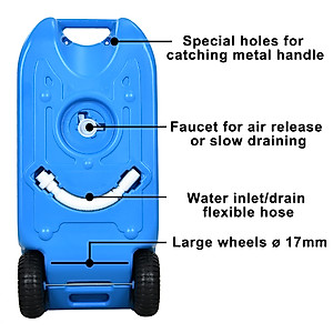 YITAHOME 10.6 Gallon Large Capacity Portable Water Holding Tank with Catching Metal Handle Odorless Tote for Camper with Large Wheels, Filling Port, Hose, Faucet, 2 Handles for Easy Carry & Fast Empty