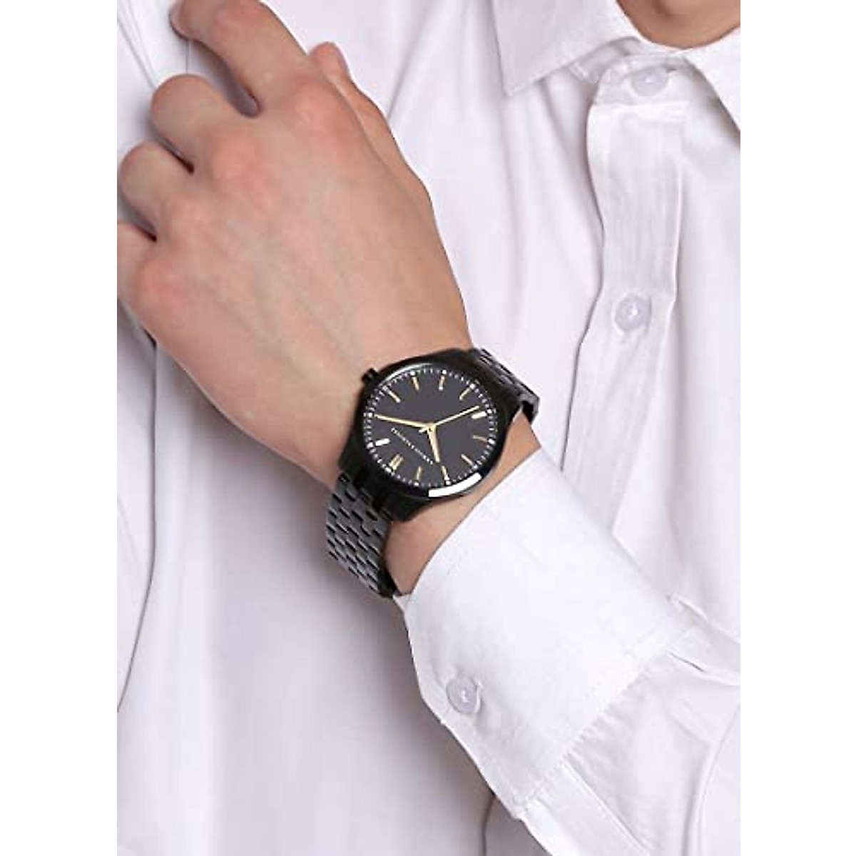 AX ARMANI EXCHANGE Men's Slim Stainless Steel Watch, Color: Black (Model: AX2144)