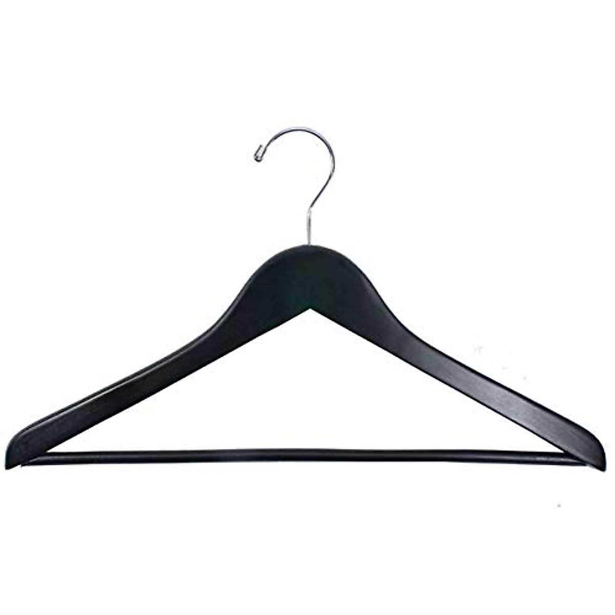 NAHANCO 8217CH20 Economy Wooden Suit Hanger with Attached Pant Bar, Chrome Hook, 17", Black (Pack of 20)