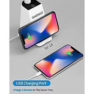 seebest Rechargeable Desk Lamp with 15W Fast Wireless Charger, USB Charging Port, Table Lamp for Home Office, Touch Control Eye-Caring Stepless Dimming, Foldable Little Lamp, for Reading Work