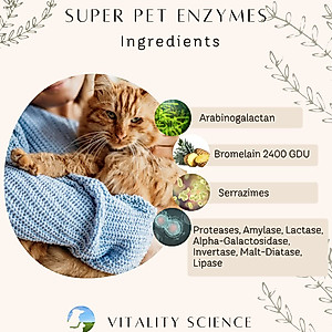 Vitality Science All Natural Super Pet Enzymes for Dogs | Complete Spectrum of Digestive Enzymes | Helps Dog Diarrhea, Constipation, Digestion, Allergy & Immunity