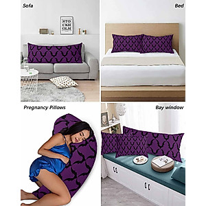 Edwiinsa Halloween Pillow Covers Standard Size Set of 2 Bed Pillow, Horror Black Bat Purple Abstract Art Plush Soft Comfort for Hair/Skin Cooling Pillowcases with Envelop Closure 20''x26''