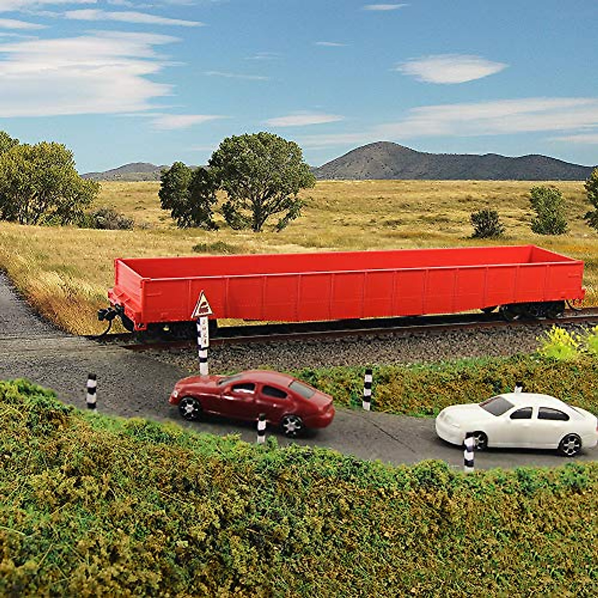 Evemodel C8743R 3pcs HO Scale 1:87 53ft Open Gondola Car Red Wagon Railway Transporter Model Train Container Carriage Freight Car