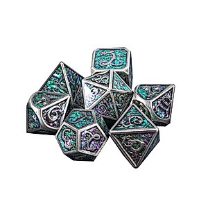 Mystical Forest of Elf DND Metal Dice Set for Dungeons and Dragons Gifts, D&D, D and D, Pathfinder, Accessories, D20, Polyhedral, Resin Dice, Metal, Dice Tray, Tower, Bag, Box