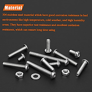 HELIFOUNER 565 Pieces M3 x 4mm /6mm /8mm /10mm /12mm /14mm /16mm /18mm /20mm /25mm / 30mm, Button Head Socket Cap Metric Screws Bolts Washers Nuts Kit, 304 Stainless Steel