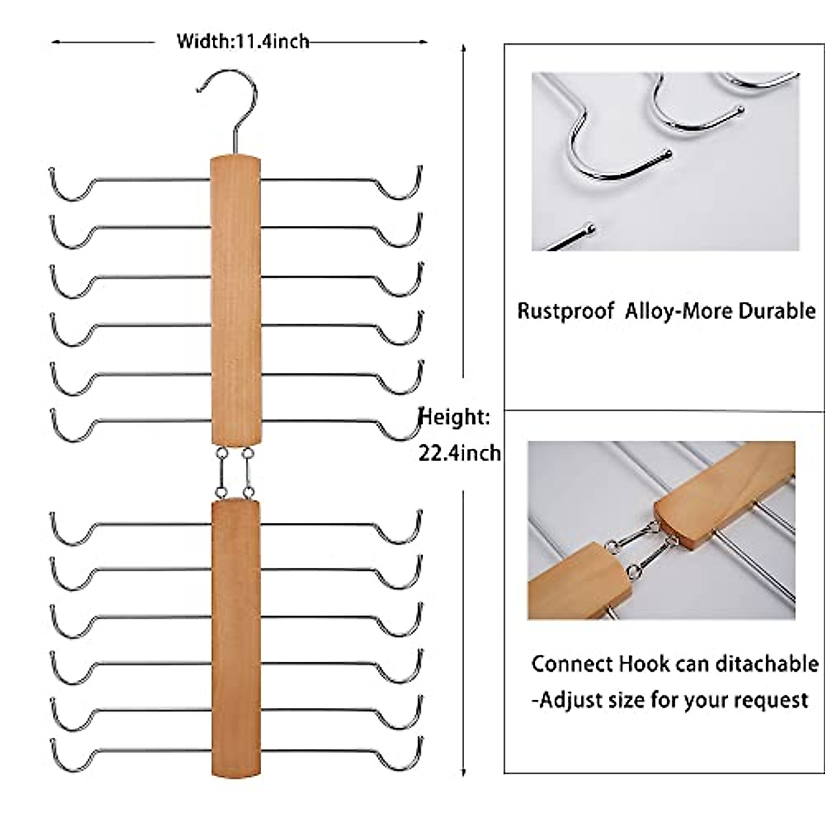 MRPAPA 2 Pack Bra Organizer for Closet, 360° Rotating Bra Hanger - Tank top Hanger for Closet Organizer,Wood Clothes Hangers for Tank Tops, Cami, Bras, Bathing Suits, Belts, Ties
