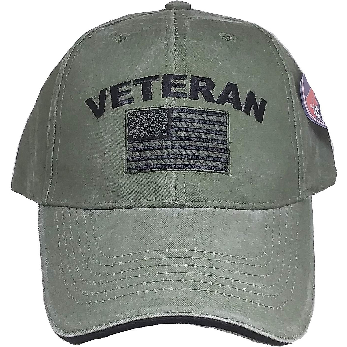 Eagle Crest Military Veteran U.S. Flag Cap, Green, Adjustable