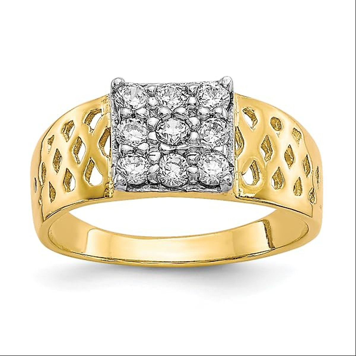 IceCarats 10K Yellow Gold Cubic Zirconia CZ Ring Size 1.5