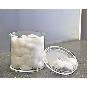 DAPOWER 20-Ounce Qtip Holder Storage Canister Set of 2, Clear Plastic Apothecary Jar with Lid, Bathroom Makeup Organizer for Cotton Ball, Cotton Swab, Pads, Powder Puffs (2)