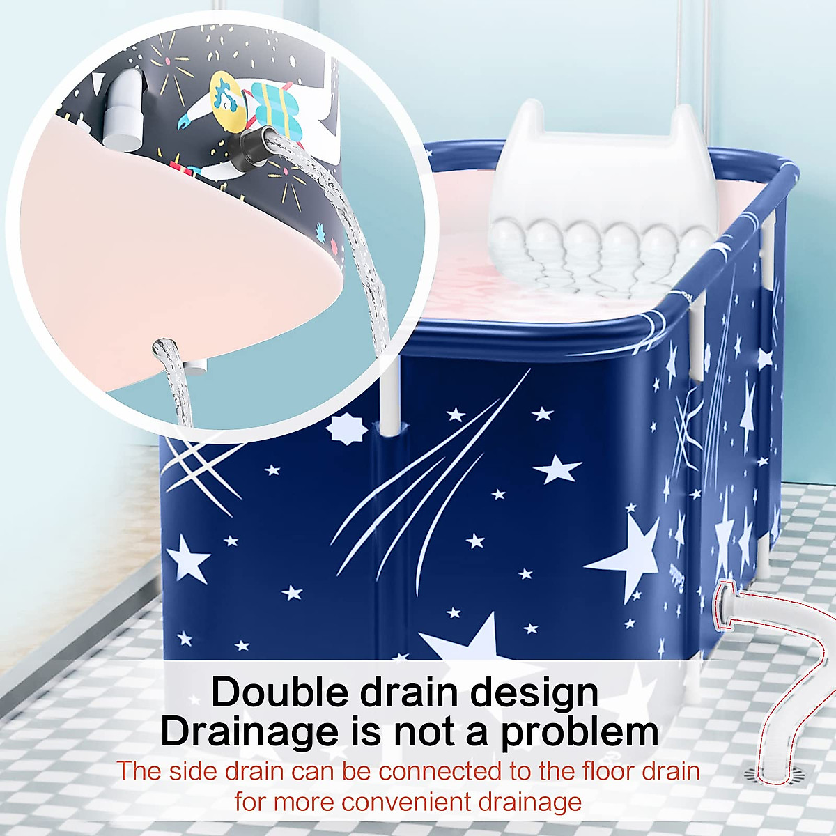 Portable Bath Tub, Foldable Bathtub for Adults and Kids, Therapy Tub for Shower Stall Bathroom Fold Up Japanese Soaking Hot SPA Bathtub, Hot Bath Tub, Ice Bath Tub 45.3''x23.6''x19.7''