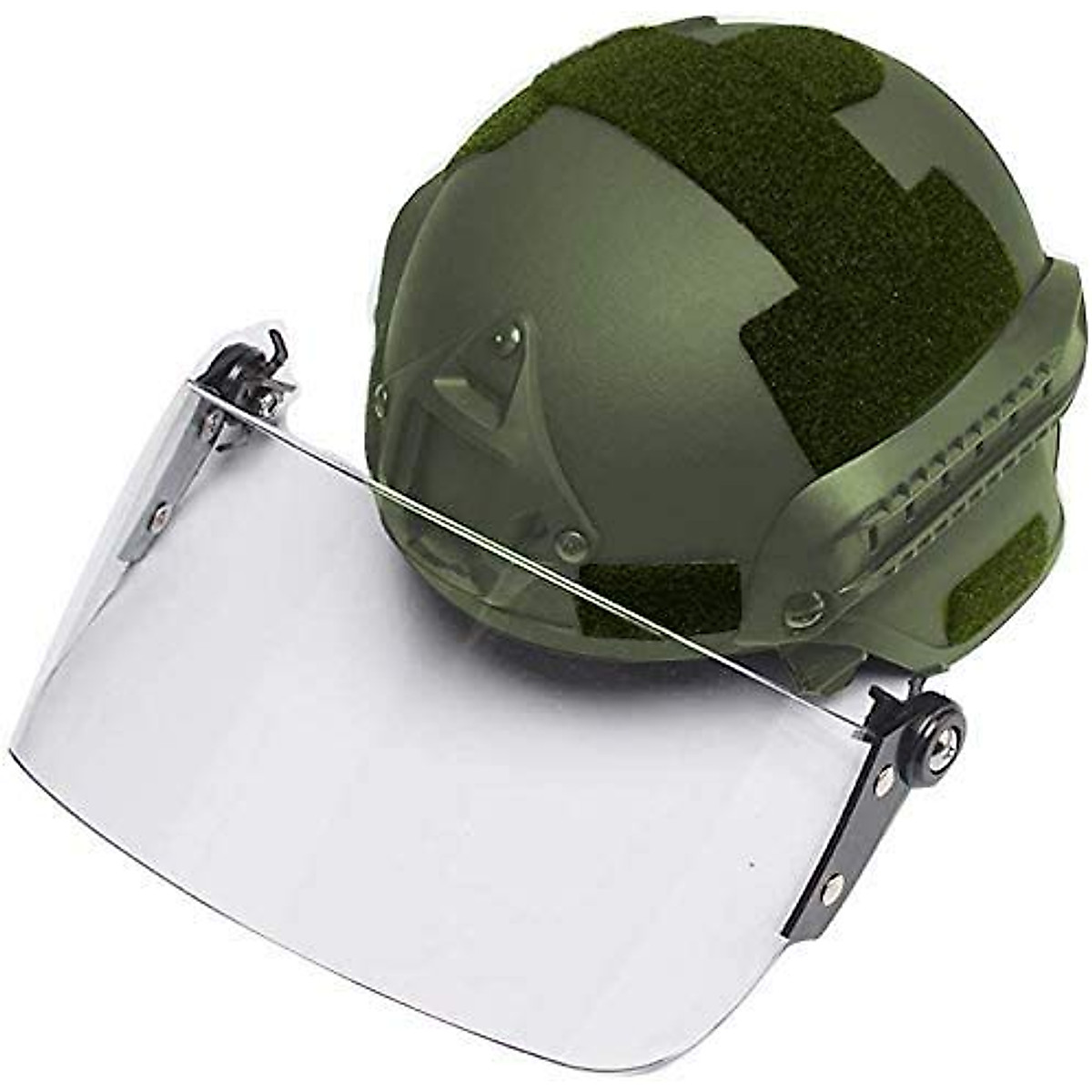 LEJUNJIE Tactical Fast Helmet with Clear Face Shield Sliding Goggles for Airsoft Paintball CS Games Outdoor Sports.