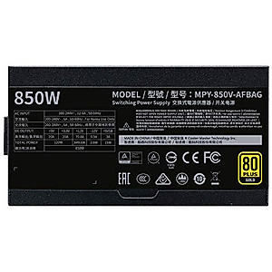 Cooler Master V850 Gold V2 Full Modular,850W, 80+ Gold Efficiency, Semi-fanless Operation, 16AWG PCIe high-Efficiency Cables