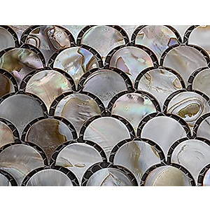 NC Mother of Pearl Tile Light Colorful Fan Scale Shell Mosaic Tile for Kitchen Backsplashes Bathroom Tiles