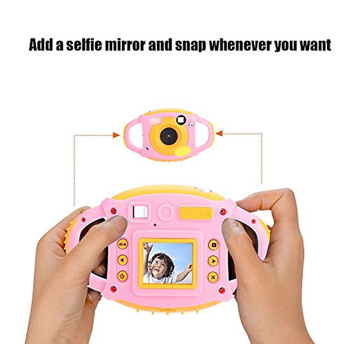 Senyar Camera, Kids HD Camera 1.8 Inch 5MP Cute Toy Action Camera with Seilf Function for Boys Girls (Pink)