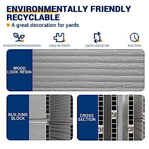 UDPATIO Outdoor Storage Shed 5x3 FT, Resin Garden Shed for Bike, Garbage Can, Tool, Plastic Outside Sheds & Outdoor Storage Storage Box with Lockable Door for Backyard, Patio, Lawn, Grey & White