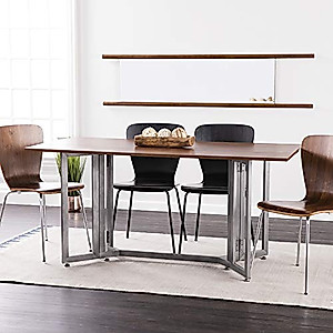 SEI Furniture Driness Drop Leaf Console to Dining Convertible Table, Dark Tobacco, Gunmetal Gray