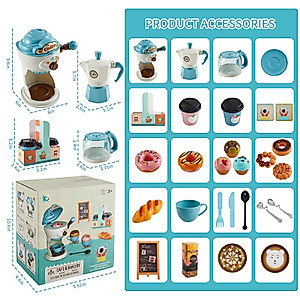 Ice Cream Tea Party Play Set for Kids Role Play, Dessert Coffee Toys, Create Sweet Treats and Brew Coffee in Style Play House, for Boys Girls 3 4 5 6 Years Old, Birthday Gifts, Class Rewards,Christmas
