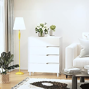 AWQM 4 White Drawer Dressers for Bedroom, Wooden Chest of 4 Drawers, Modern Wide Storage File Cabinet Unit Nightstand for Bedroom, Office, Living Room (White)