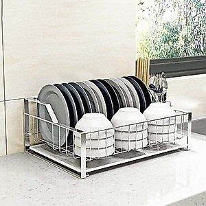 Plate Rack Dish Rack 304 Stainless Steel Dish Rack, Countertop Drain Dish Rack, Kitchen Rack, Storage Supplies, Dry Dish Rack Pan Plate Holder