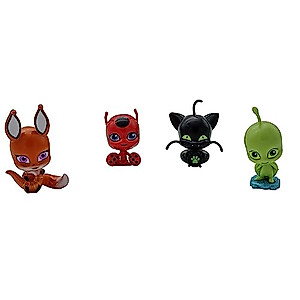 Miraculous Bandai Ladybug and Cat Noir Kwami Surprise 4 Pack | 4 Kwami Figurines Inside | Mystery Kwami Toys Collect Them All Kwami Figures with Jewels for Play and Display