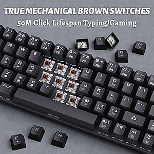 DIERYA DK63N 60% Wireless Wired Mechanical Gaming Keyboard, RGB Backlit Bluetooth Keyboard w/Arrow Keys, 63 Keys Ultra-Compact Keyboard Full Keys Programmable w/Brown Switch for Windows Laptop PC Mac