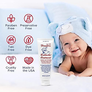 Flanders Buttocks Ointment - Diaper Rash Cream for Treatment & Prevention, Pharmacist Developed, Heat Rash & Chafing in Infants to Adults, Instant Relief (2 Pack of 4oz Tubes)