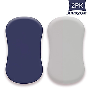 AMROSE Heavenly Soft Microfiber Bassinet Sheets, Compatible with Halo Bassinest Swivel Sleeper, 2 Pack Baby Sheet Set for Boys Girls, Gray & Navy Blue