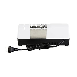 Chef's Choice Hybrid Diamond Hone Knife Combines Electric and Manual Sharpening for Straight and Serrated 20-Degree Knives, 3-Stage, White