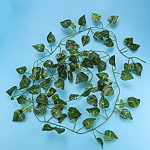 Repta Vines Flexible Bend Long Vines Artificial Fake Leaves Habitat Decor for Lizard Frogs Snakes and More Reptiles(Green Leaf)