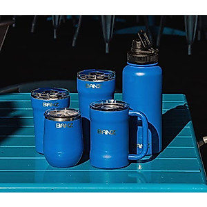 BANZ Double Walled, Insulated Water Bottle - Large, Stainless Steel and Re-useable Vacuum Insulated Flask Includes Bonus Sports Lid - 32 oz - Blue
