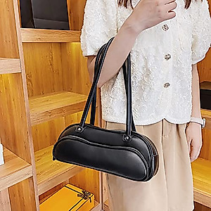 Shoulder Bag for Women Leather 90s Shoulder Purse Trendy Top Handle Bags Designer Tote Handbag Balck