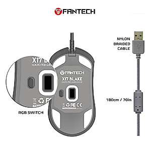 FANTECH Blake X17 Advanced Wired Gaming Mouse, 16.8 Million RGB Color Backlit, 10,000 DPI Optical Sensor, 7 Programmable Buttons, for Right or Left Hand Use, Pink (Sakura Edition)