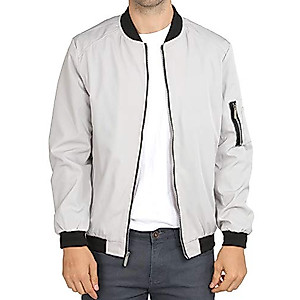 WULFUL Mens Casual Lightweight Jacket Softshell Flight Bomber Jacket Varsity Windbreaker