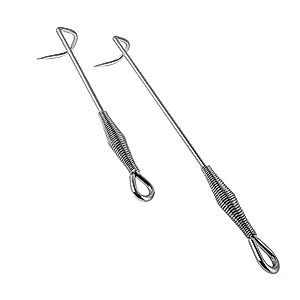 AJinTeby Food Flipper Hooks, Stainless Steel BBQ Turner Hooks Flips Meat Steak or Fish - 18-inch and 14-inch Meat Hooks Flipper