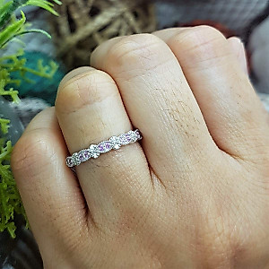 Dazzlingrock Collection Round Ruby & White Diamond Marquise Miligrain Ring for Women in 925 Sterling Silver Size 6