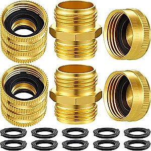 Tatuo 6 Pack Garden Hose Connector Adapter, Male to Male, Female to Female, Hose End Cap, 3/4 Inch Connector Extra 10 Pack Washers