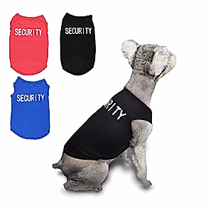 Knchy 3 Pack Pet Dog T-Shirt Costume with Security Letters, Summer Breathable Dog Vest Shirt Apparel Sleeveless Clothes, Lightweight Puppy Clothing for Small Medium Large Pets Dogs Cats Doggie