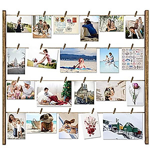 Mini Clothes Pins, 260 PCS Small Wooden Clothes Pins with Jute Twine, Clothespins, Clothes Pins for Photos Crafts DIY Project